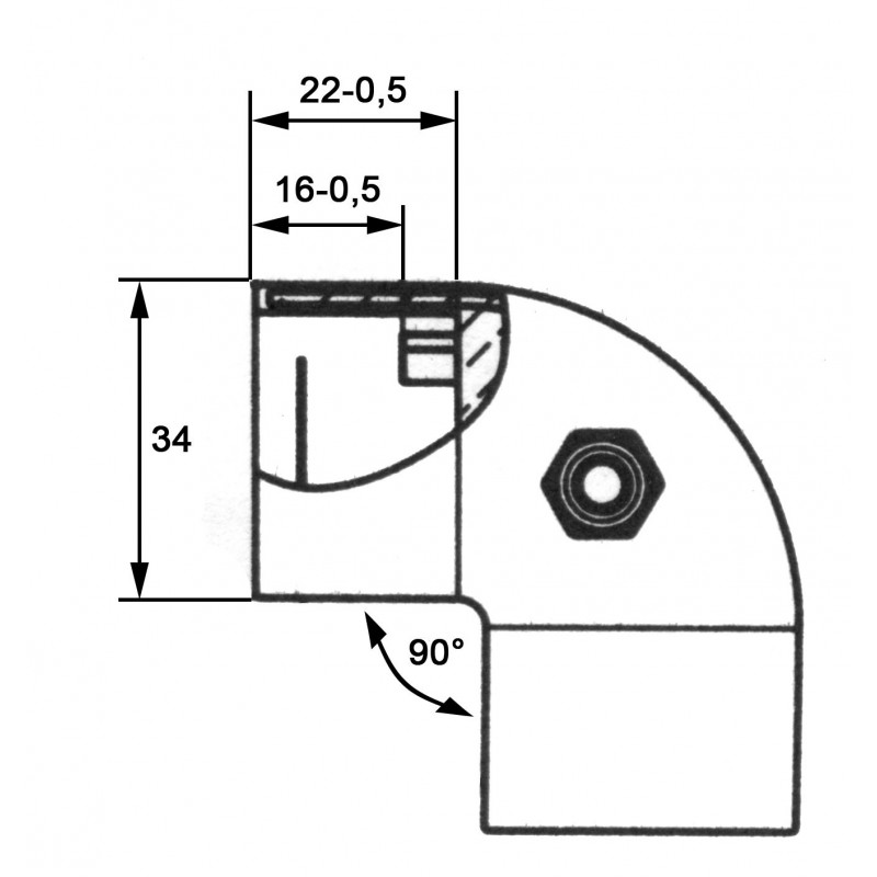 Raccord sur rotule pour articulation entre 2 tubes alu à 90°