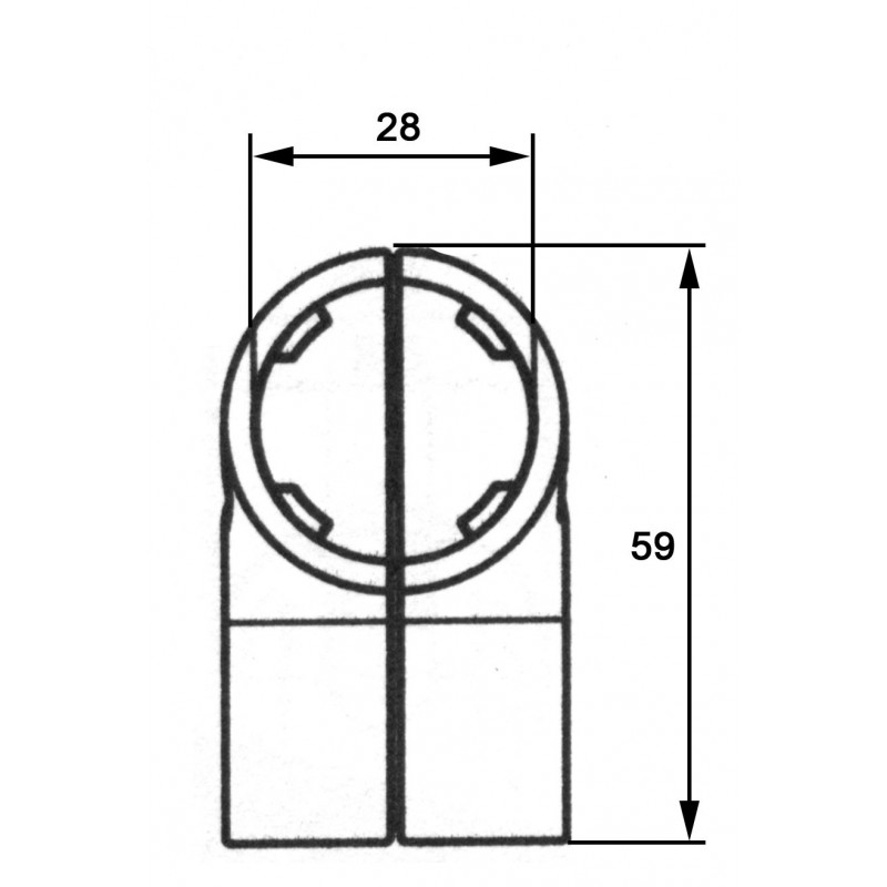 Raccord sur rotule pour articulation entre 2 tubes alu à 90°