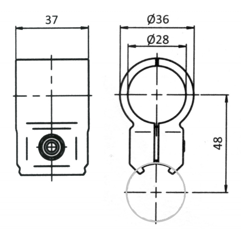 Raccord rond pour connexion de 2 tubes alu parallèles