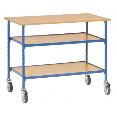 Table mobile double plateau à hauteur réglable