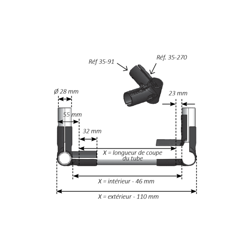 Jonction 3 tubes perpendiculaires (D)